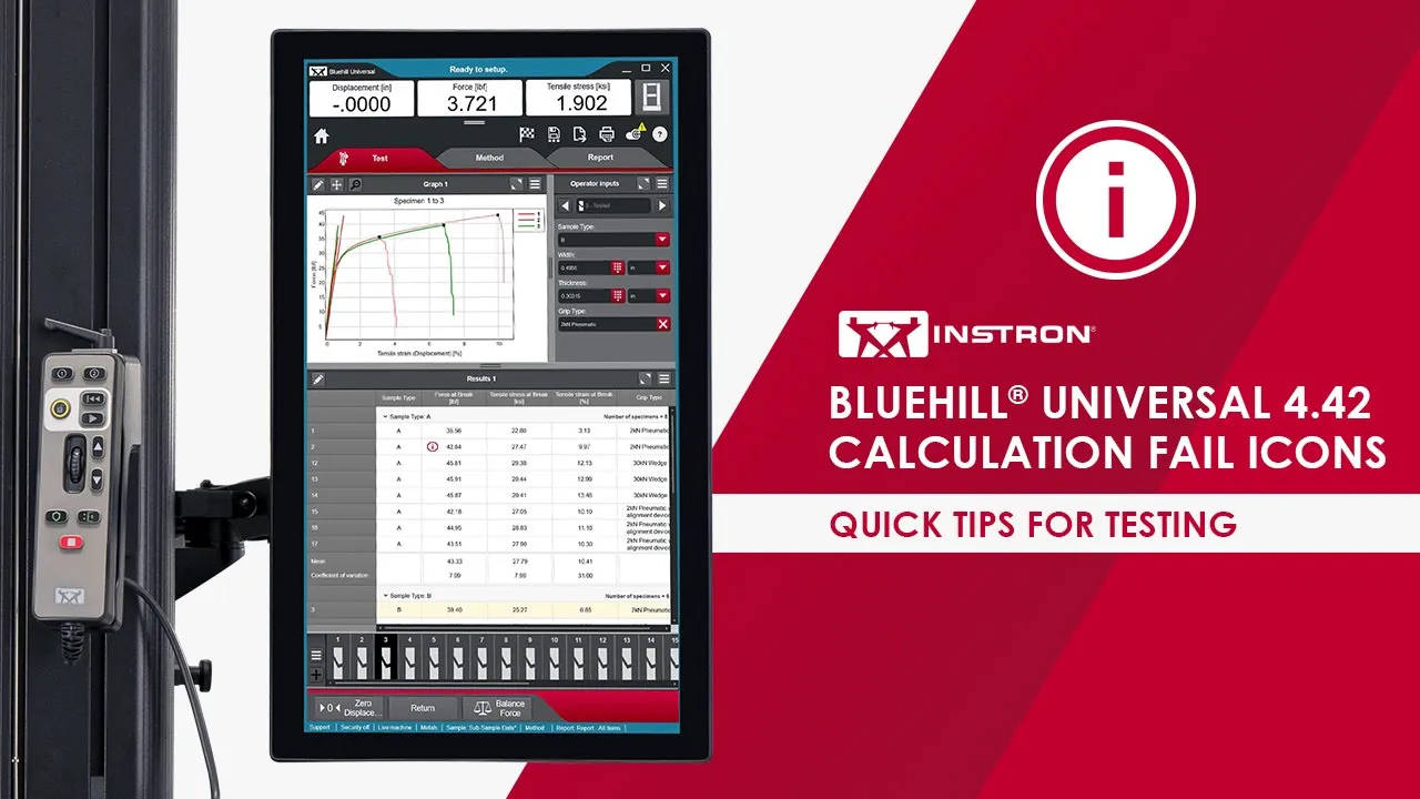 Quick Tips for Testing: Bluehill Universal 4.42 Calculation Fail Icons
