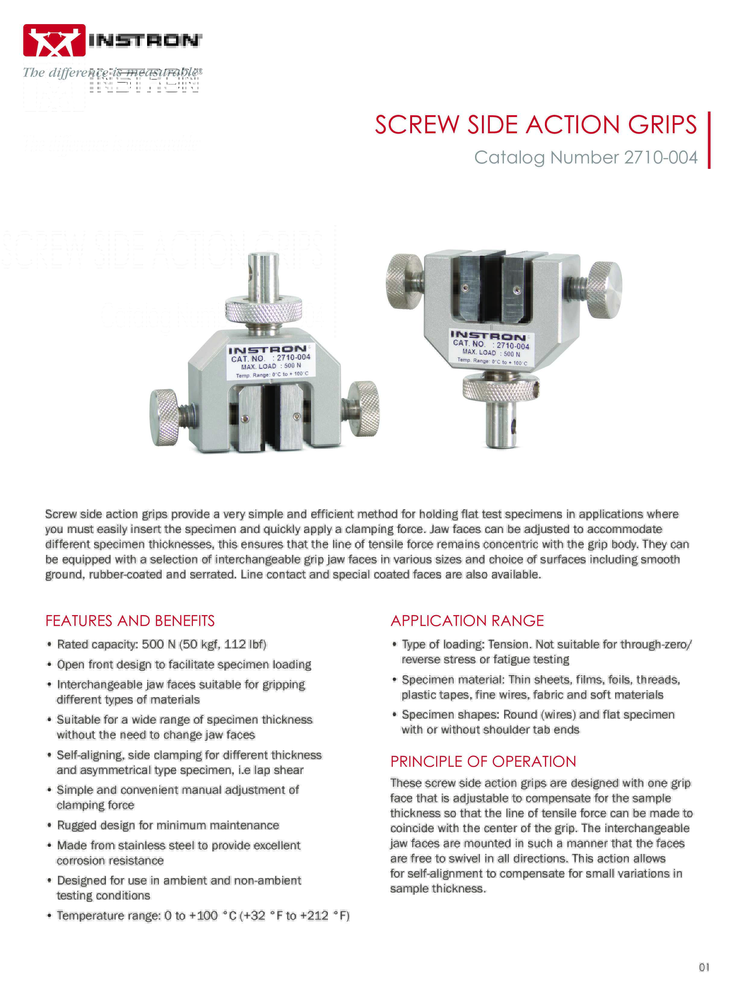 2710 Series Screw Side Action Grips | Instron