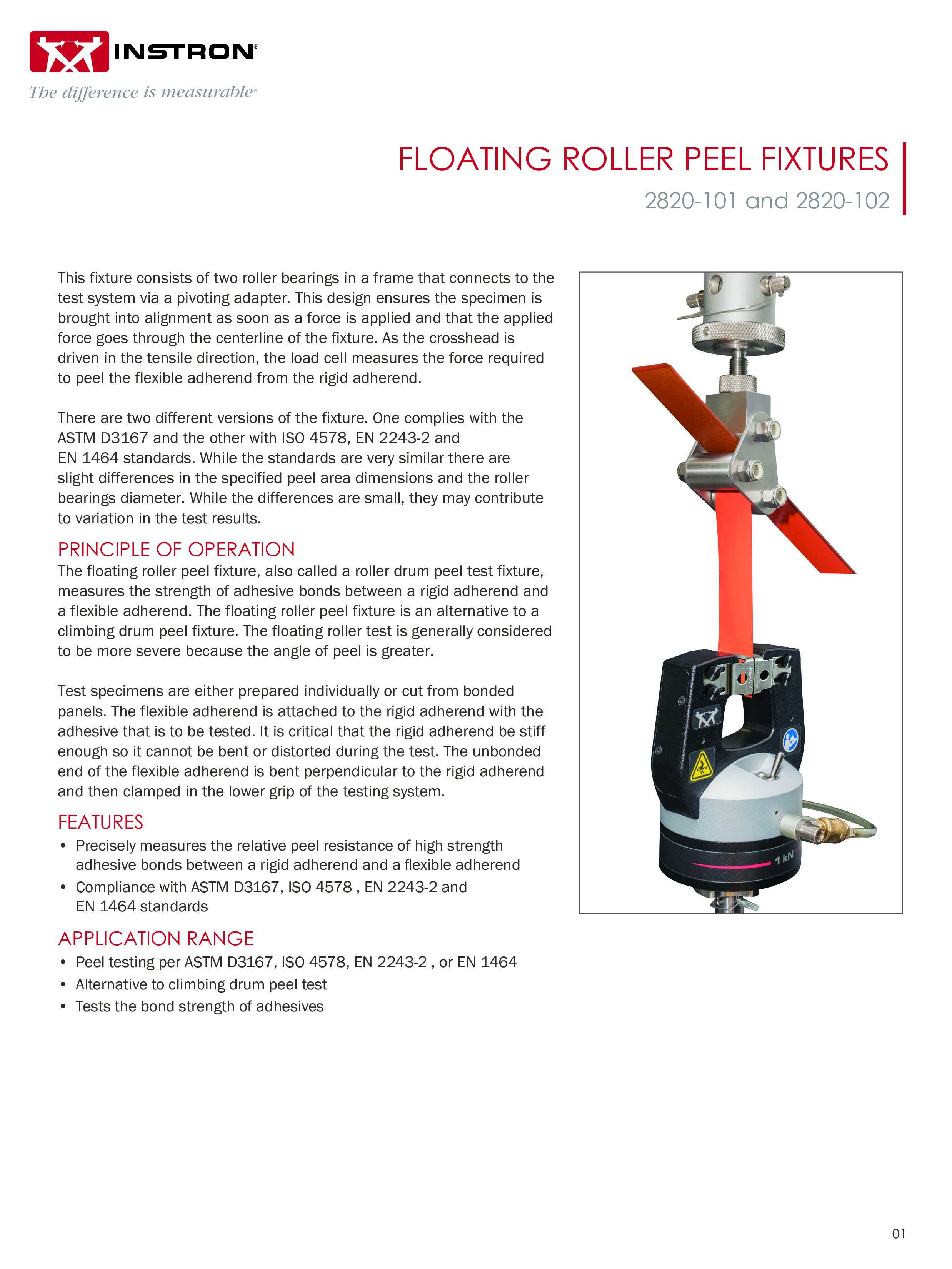 Floating Roller Peel Fixtures | 2820-101 and 2820-102 | Instron