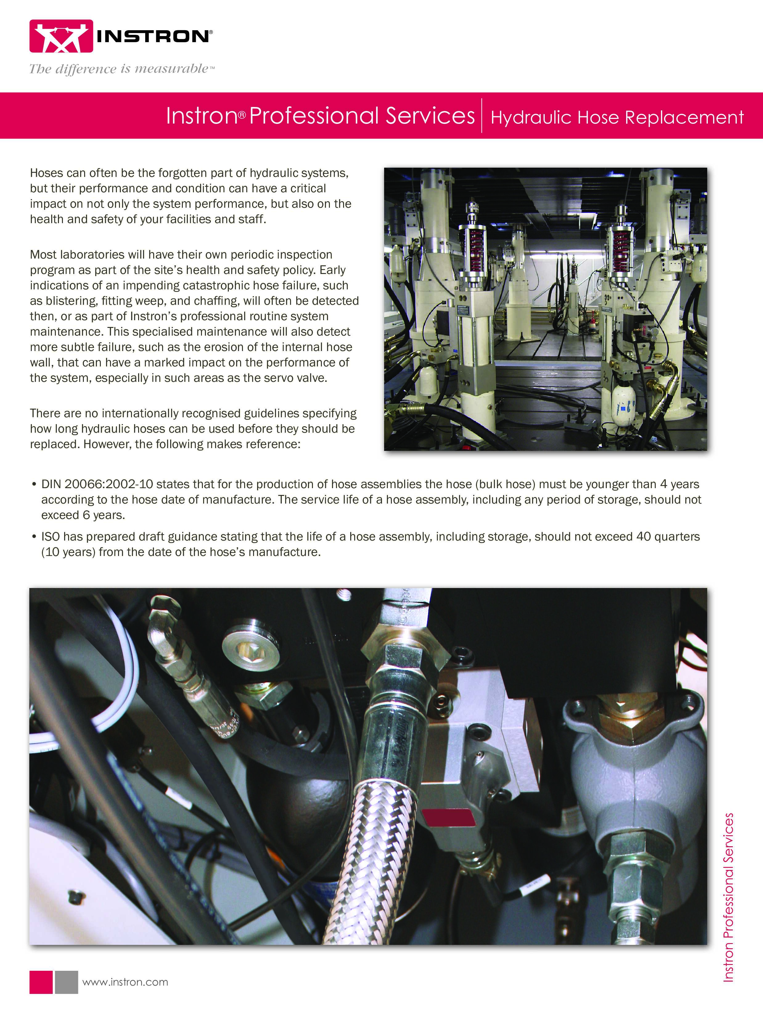 Instron Professional Services Hydraulic Hose Replacement | Instron