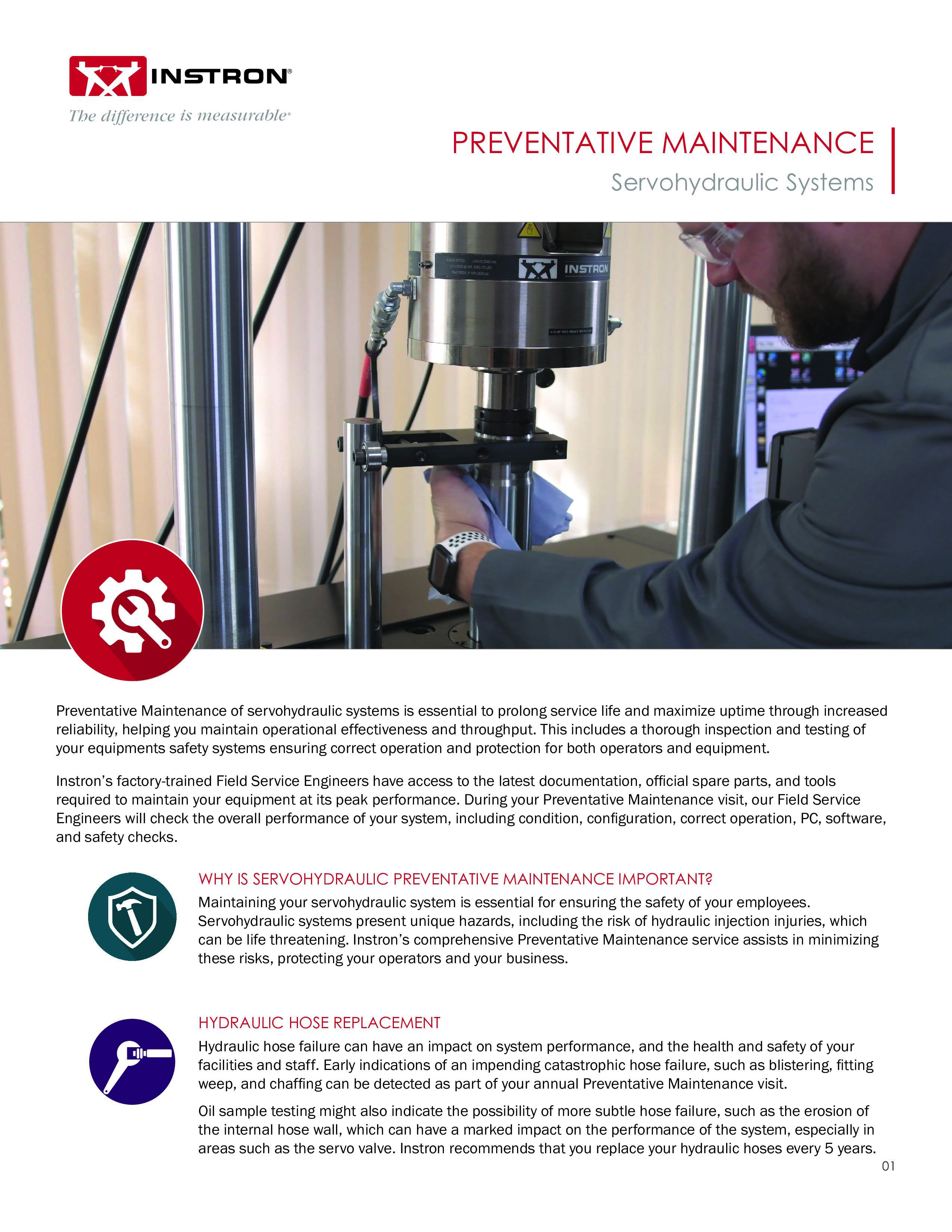 Preventative Maintenance: Servohydraulic Systems | Instron