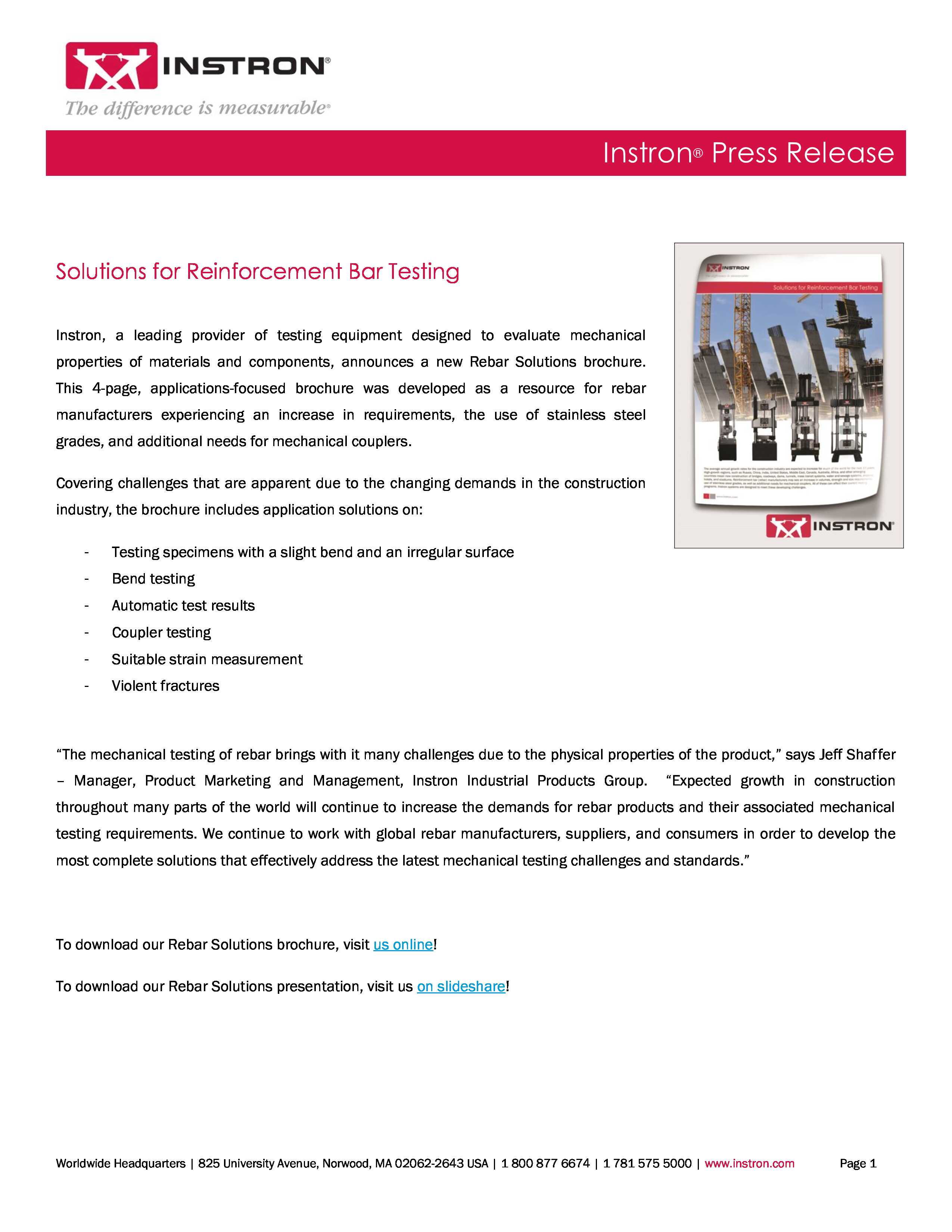 Press Releases Archives | Instron