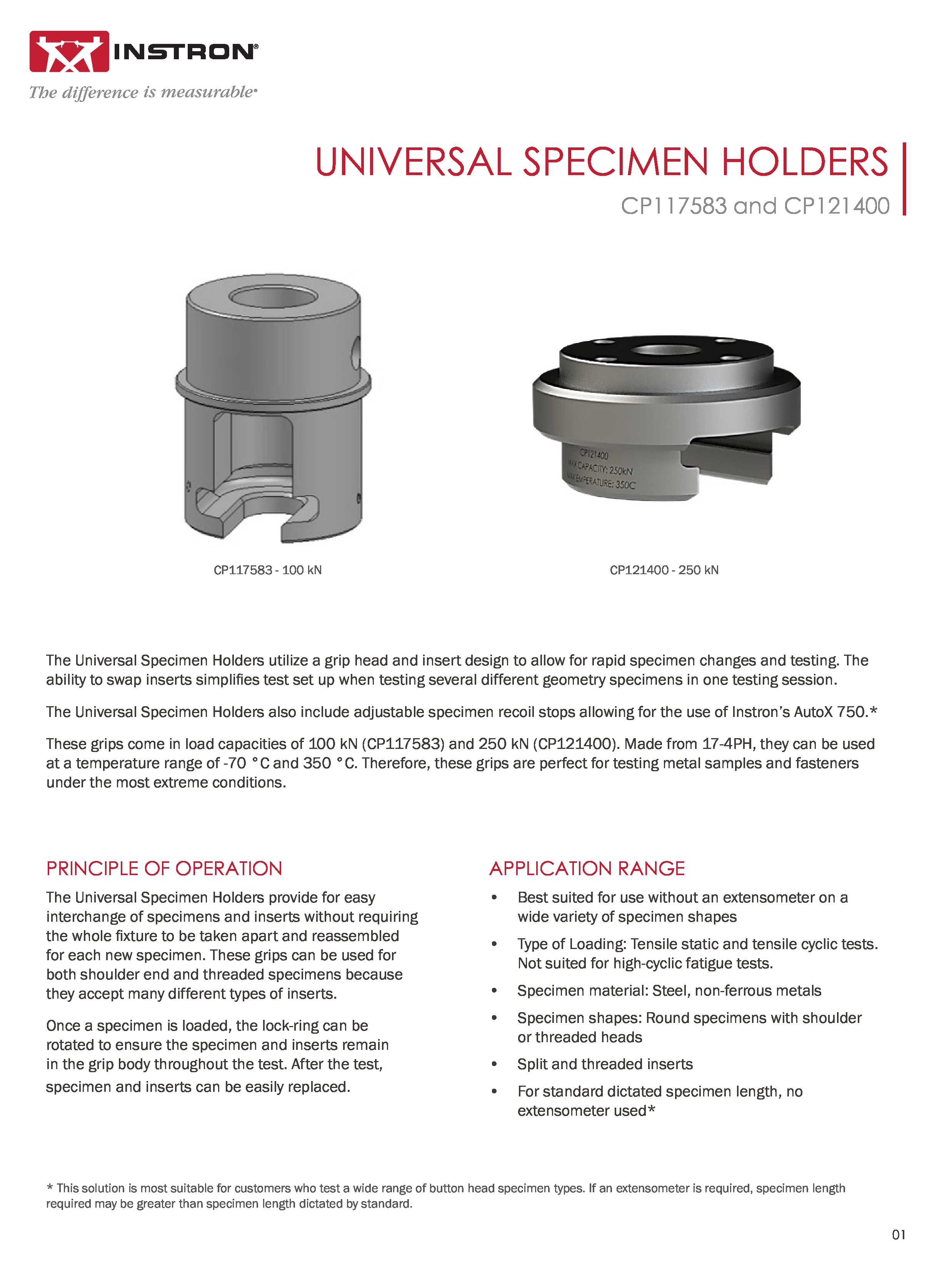 Universal Specimen Holders CP117583 and CP121400 | Instron